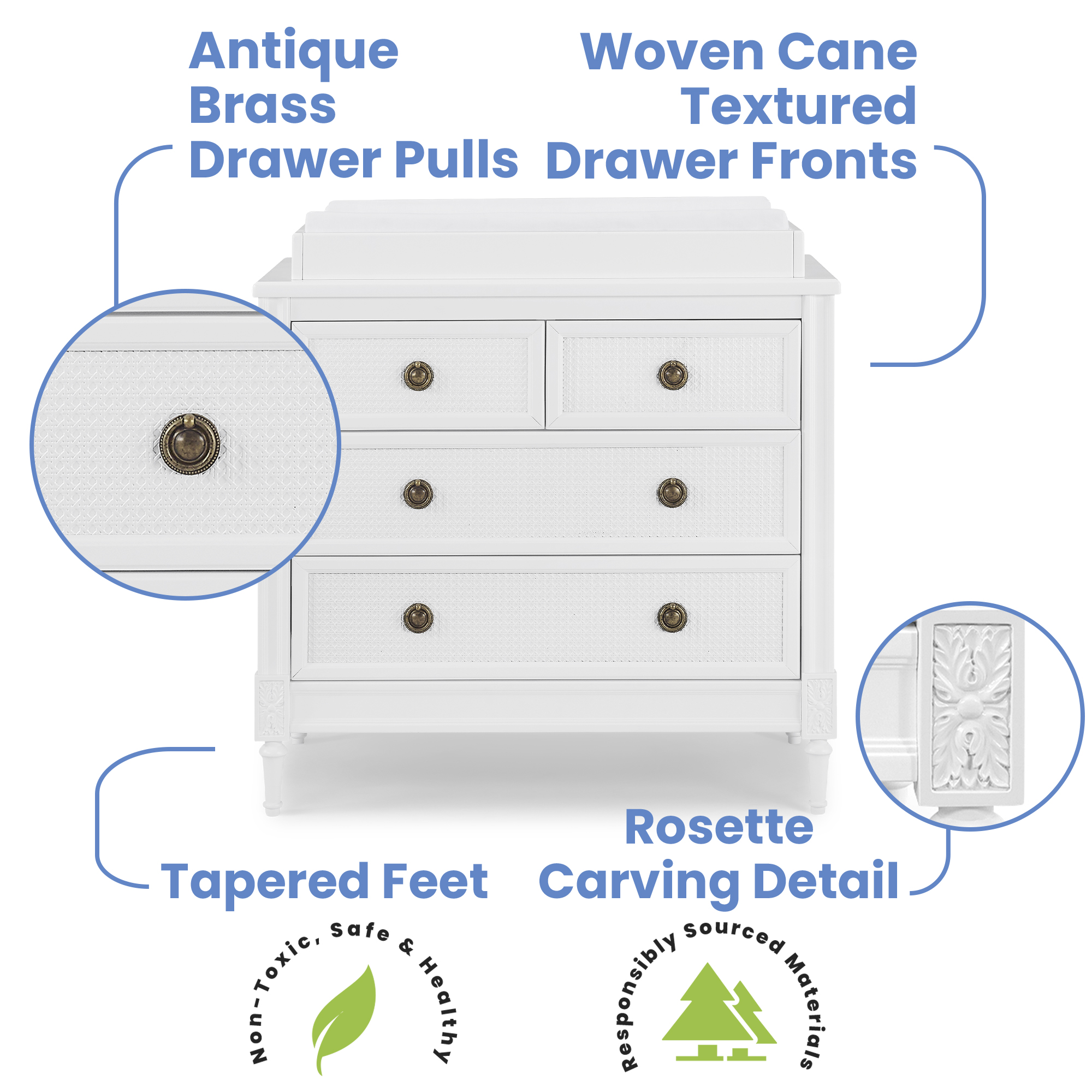 Madeline 4 Drawer Dresser with Changing Top and Interlocking Drawers ...