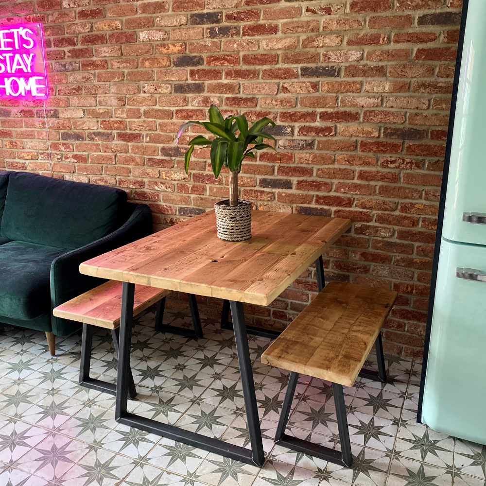 Buy Triangle Frame Reclaimed Bench with Back | Hemming & Wills